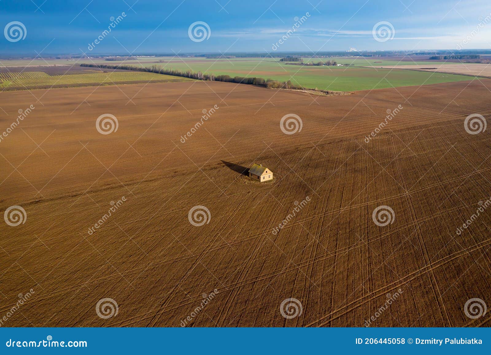 The Self-isolation in a Lonely House in the Middle of a Field Top View ...