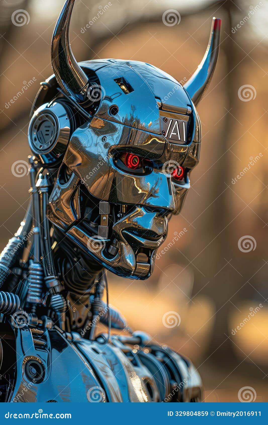 Robot Devil with the Inscription AI on His Head. Stock Image - Image of ...
