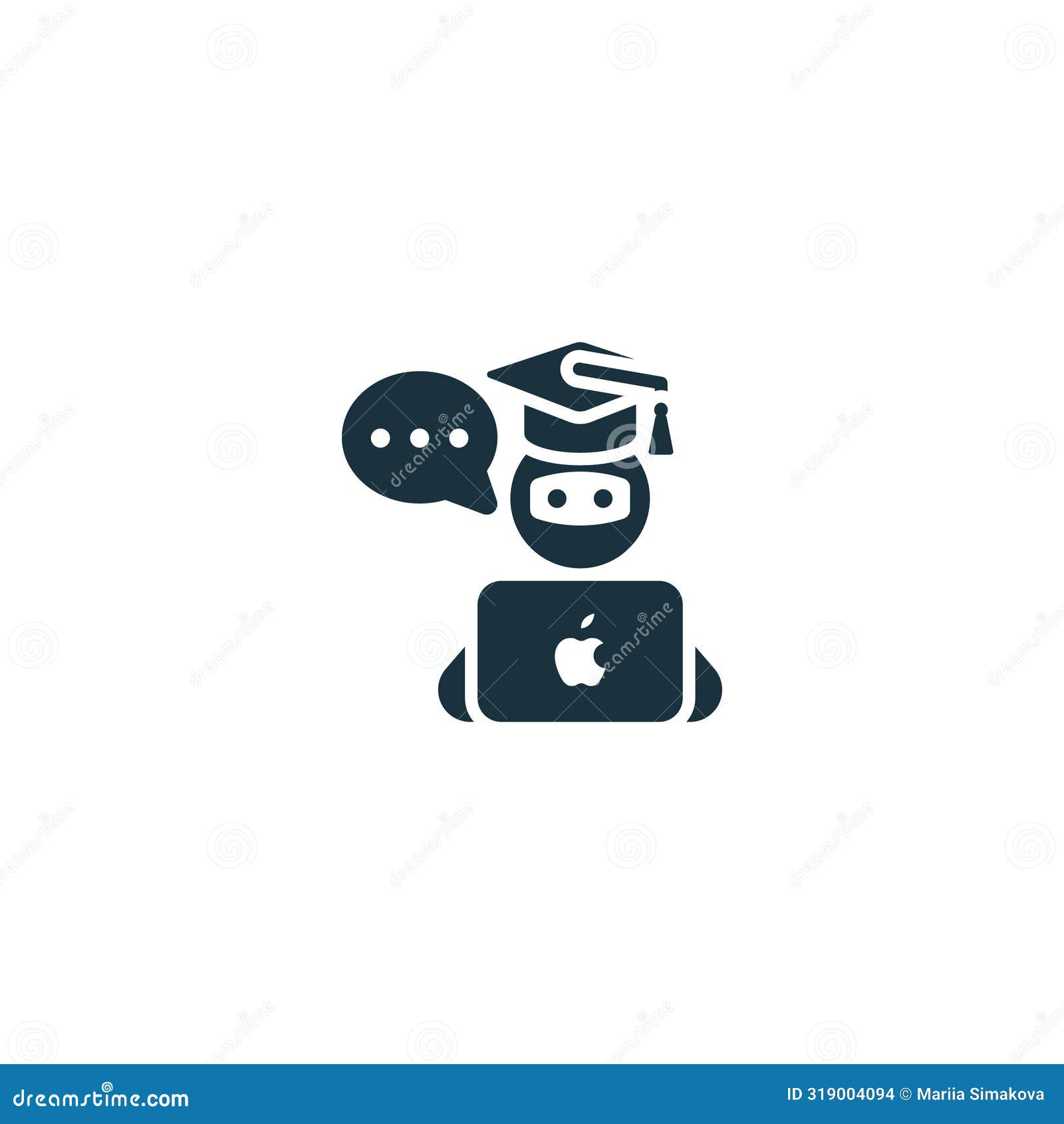 Self-Learning Chatbot Icon. Monochrome Simple Virtual Assistant Icon ...