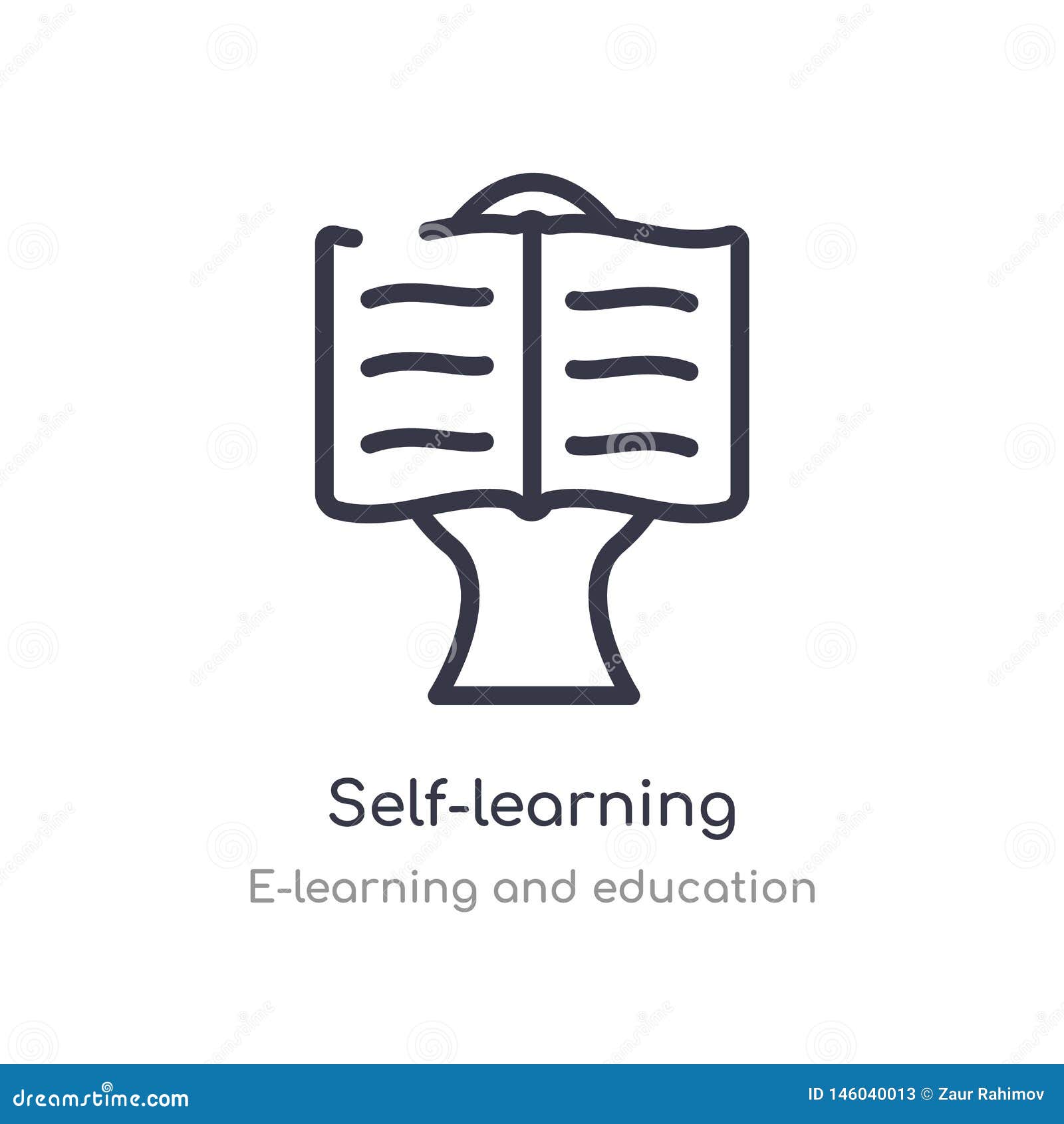 Self-learning Outline Icon. Isolated Line Vector Illustration from E ...