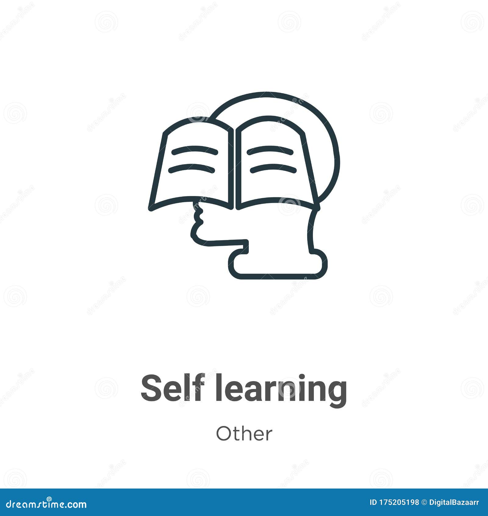 Self Learning Outline Vector Icon. Thin Line Black Self Learning Icon ...