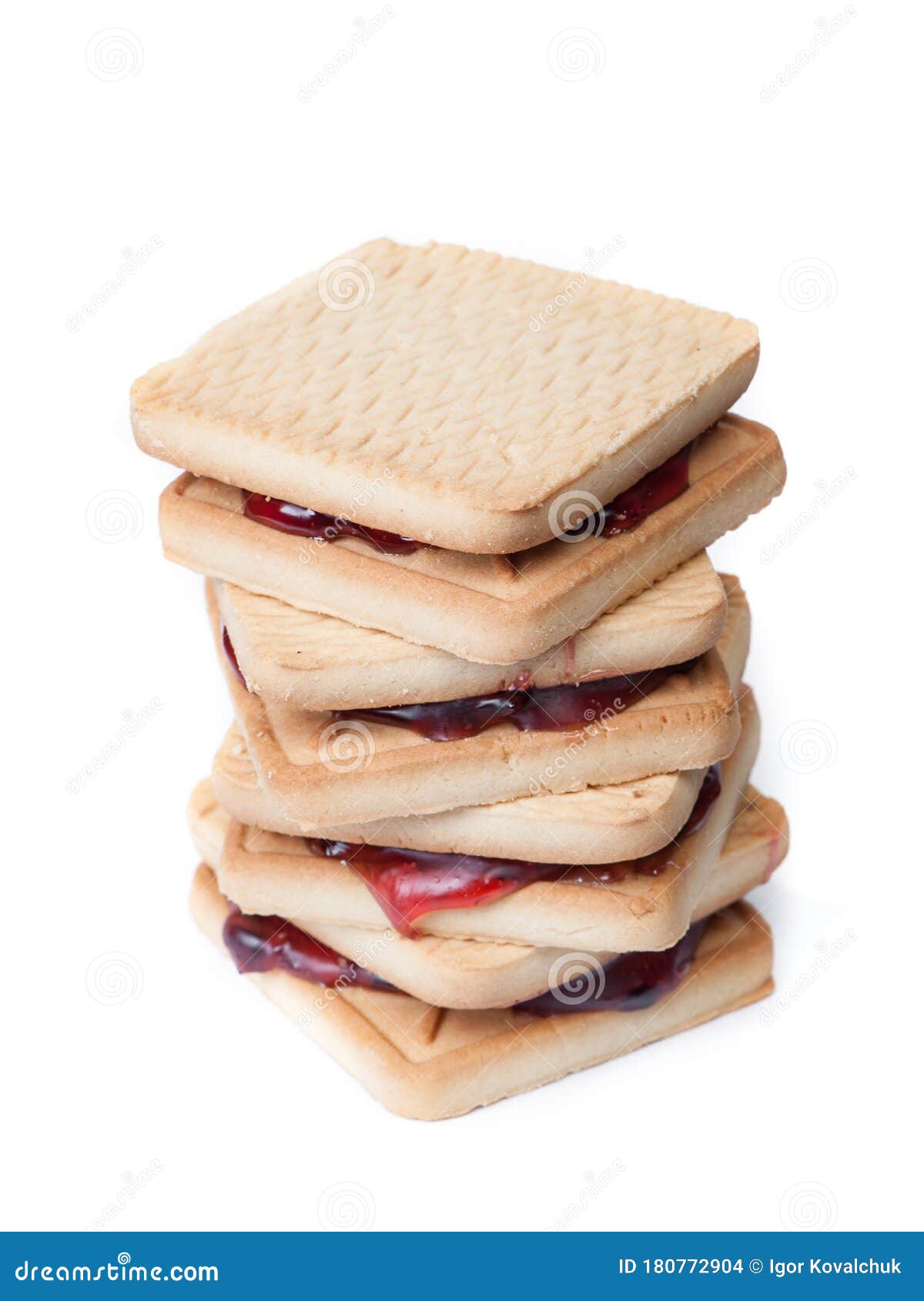 Self Made Square Cookies with Jam Stock Photo - Image of cookies ...