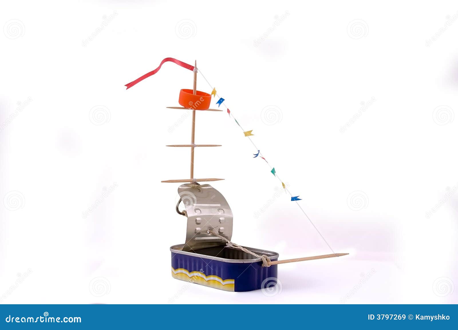 Self-made Toy Ship from a Can. Stock Image - Image of collection ...