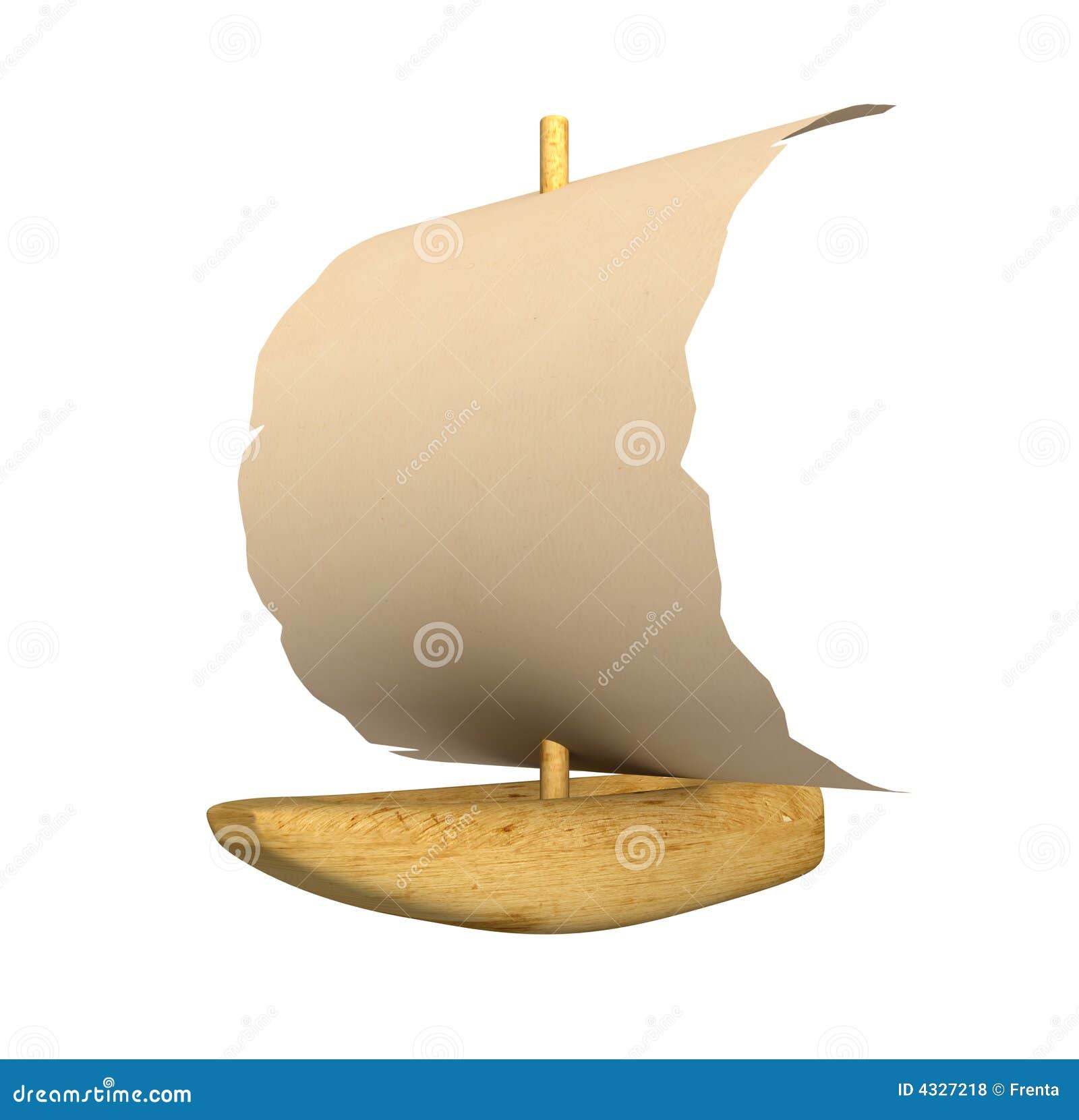 Self-made Wooden 3d Ship a Sail from a Paper Stock Illustration ...