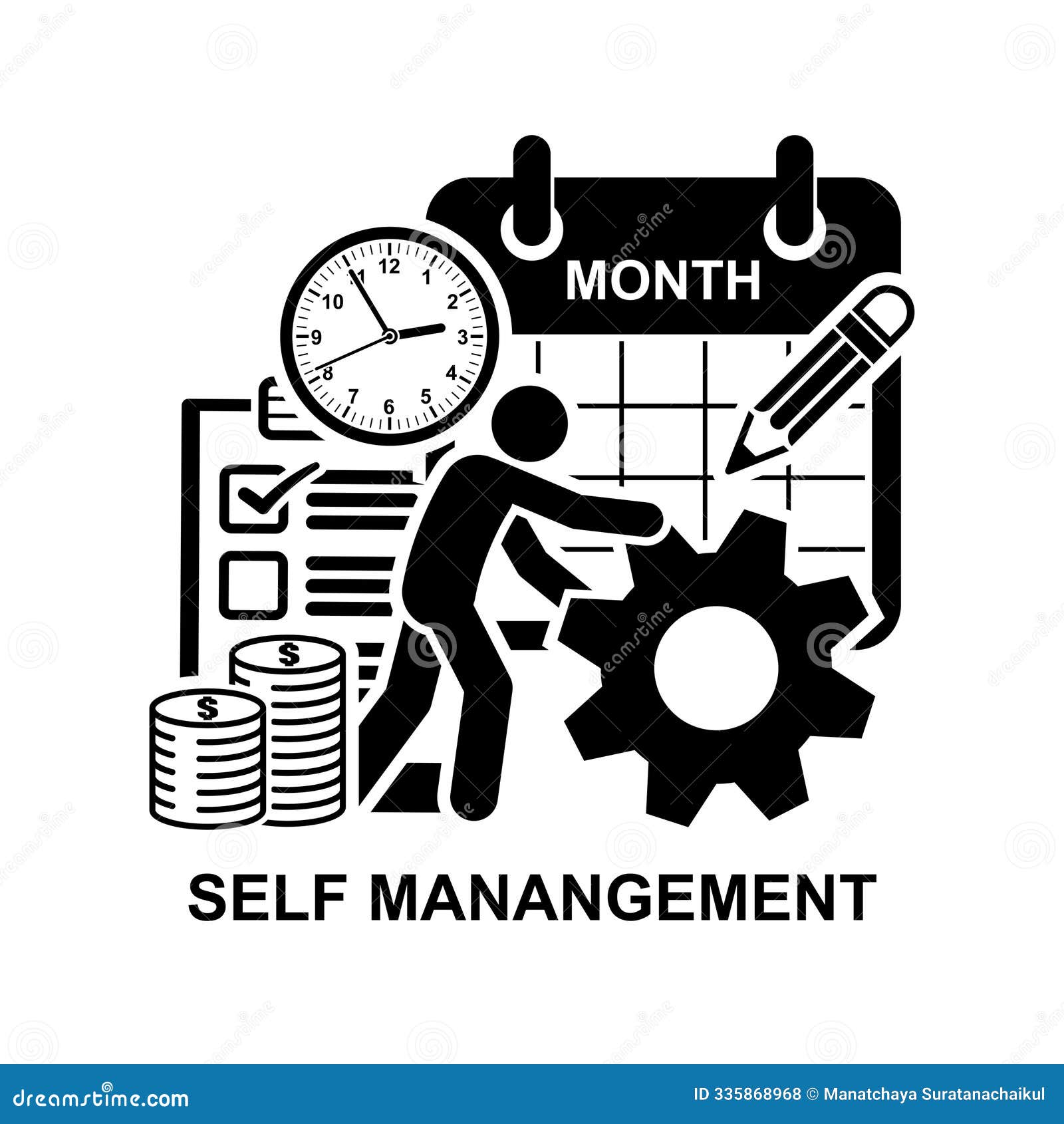 Self Management Icon Isolated on Background Stock Illustration ...