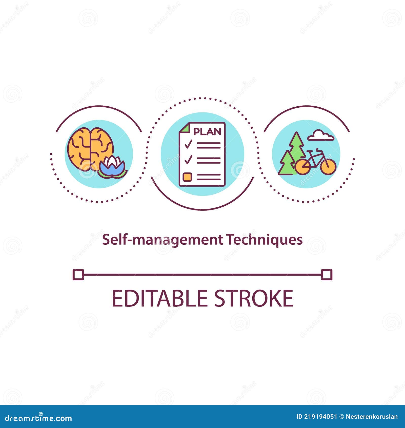 Self Management Techniques Concept Icon Stock Vector - Illustration of ...