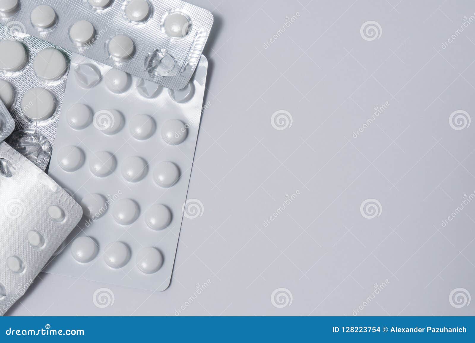 Self-medication. Packages with Pills on White Background. Stock Photo ...