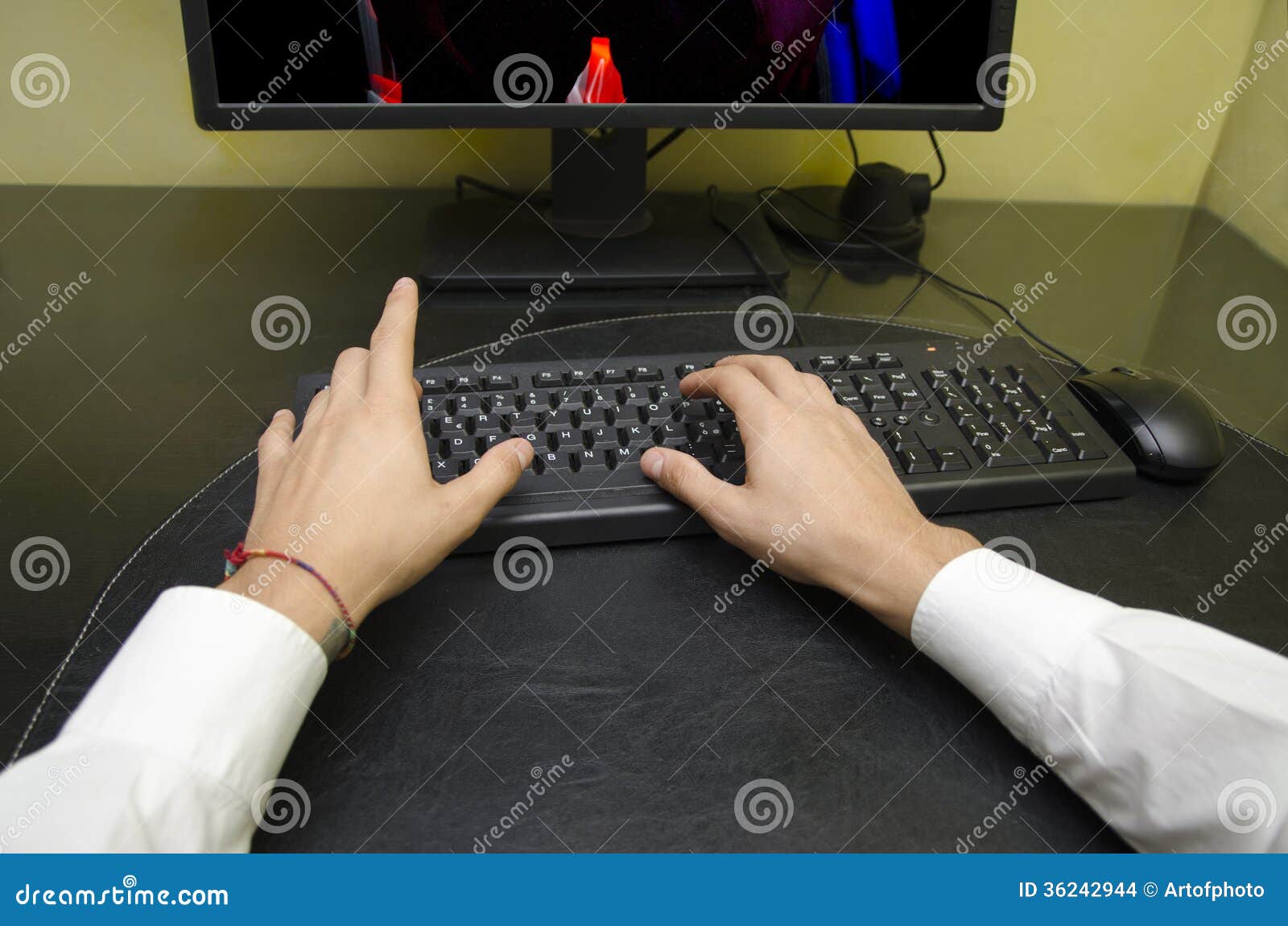 Self Point of View of Hands Typing on Computer Keyboard Stock Photo ...