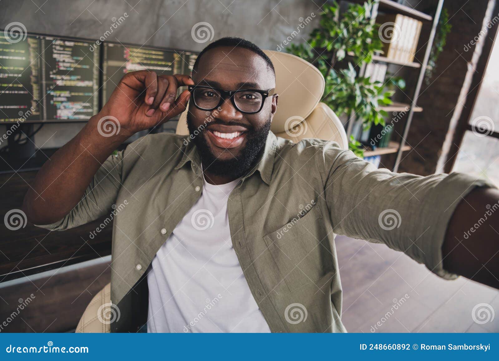 Self-portrait of Attractive Cheerful Skilled Guy Expert Developing ...