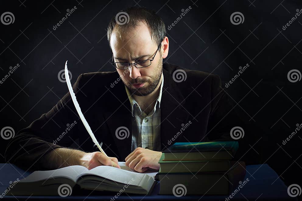 Self portrait of writer stock photo. Image of glass, hold - 26072870