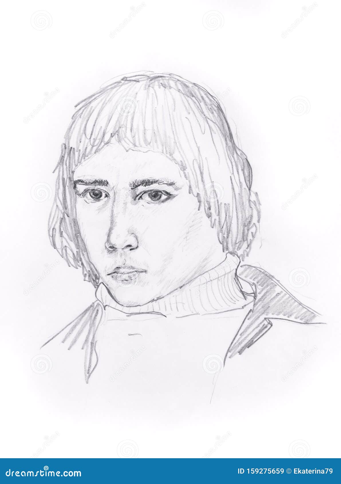 Self Portrait of Young Man. Pencil Hand Drawing Stock Illustration ... Self Portrait of Young Man. Pencil Hand Drawing Stock Illustration ...