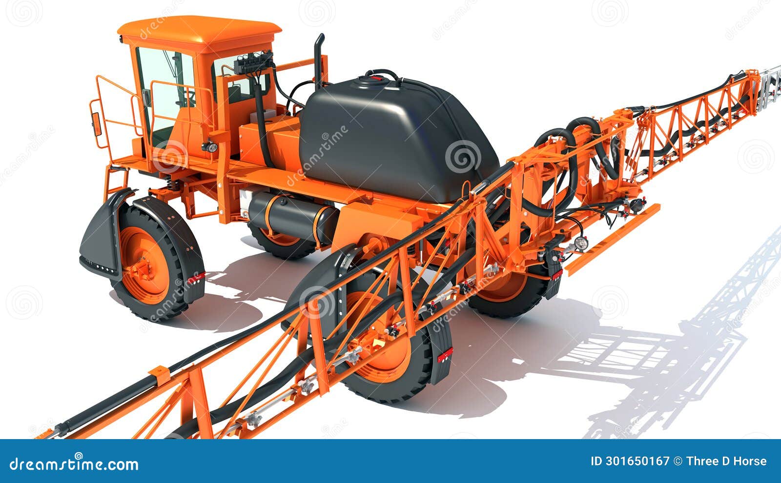 Self Propelled Farm Sprayer 3D Rendering on White Background Stock ...