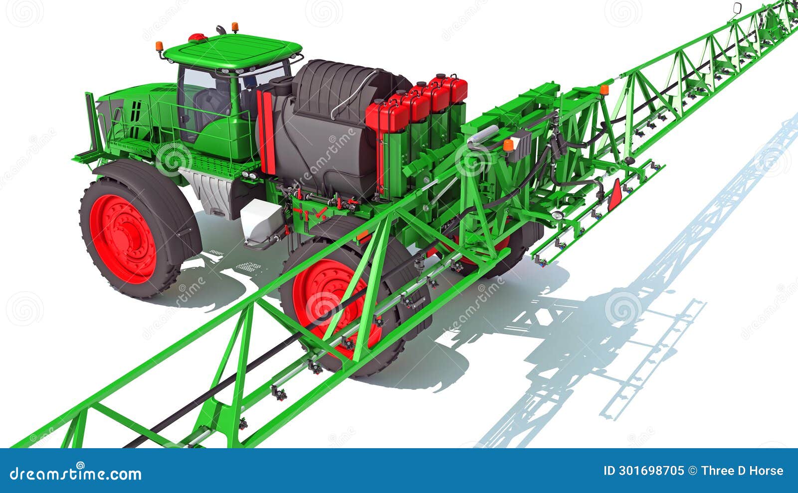Self Propelled Farm Sprayer 3D Rendering on White Background Stock ...
