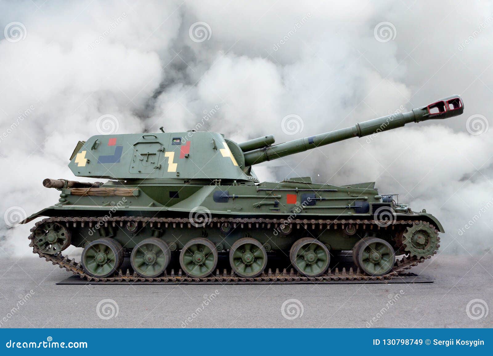 Self-propelled Crawler Howitzer. Side View. Stock Image - Image of ...
