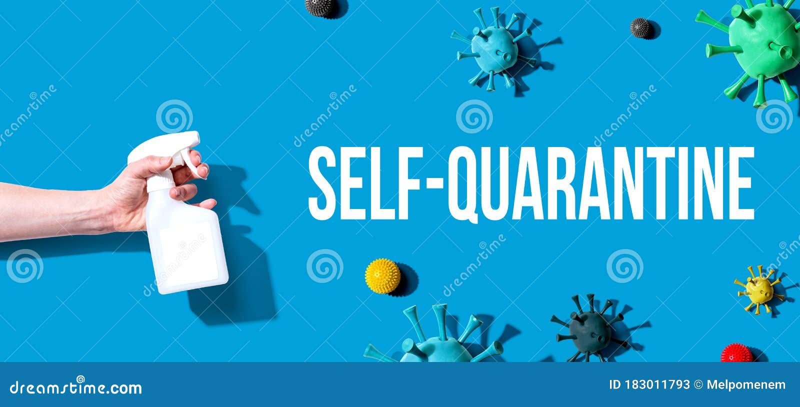 Self-quarantine Theme with Sanitizing Spray Stock Image - Image of ...