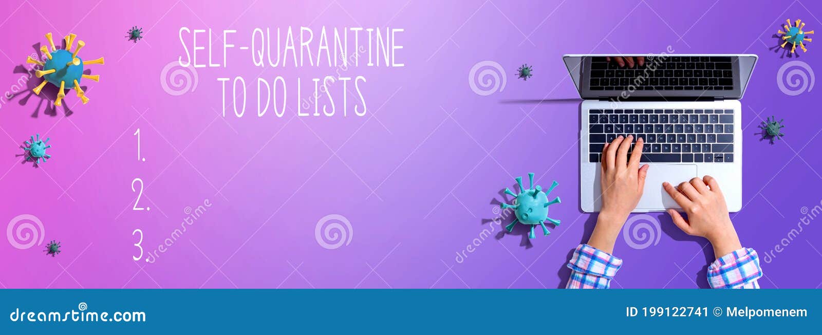Self-Quarantine To Do Lists with Woman Using a Laptop Stock Image ...