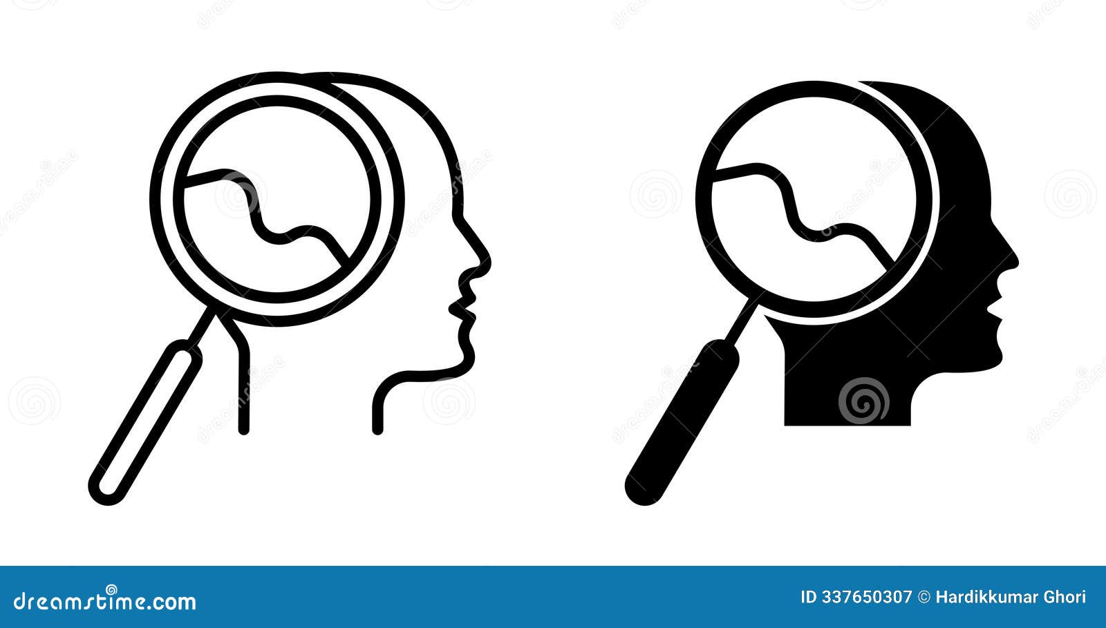 Self Research Icon Set. Cognitive Science Analysis Vector Symbol in a ...