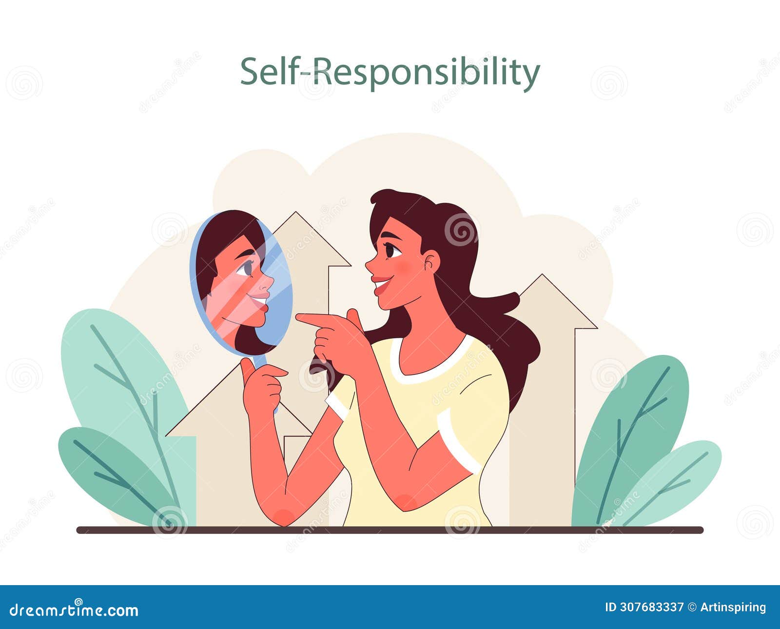Self-Responsibility Concept. a Person Examines Their Reflection ...
