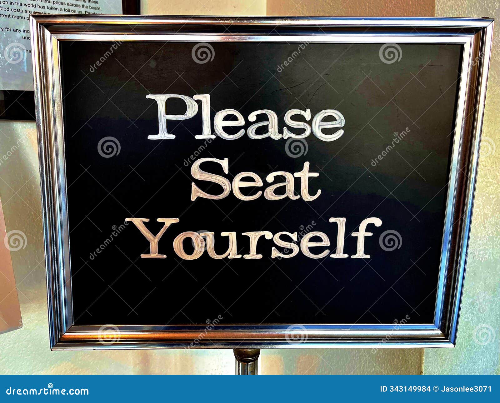 Self seating sign stock photo. Image of design, square - 343149984