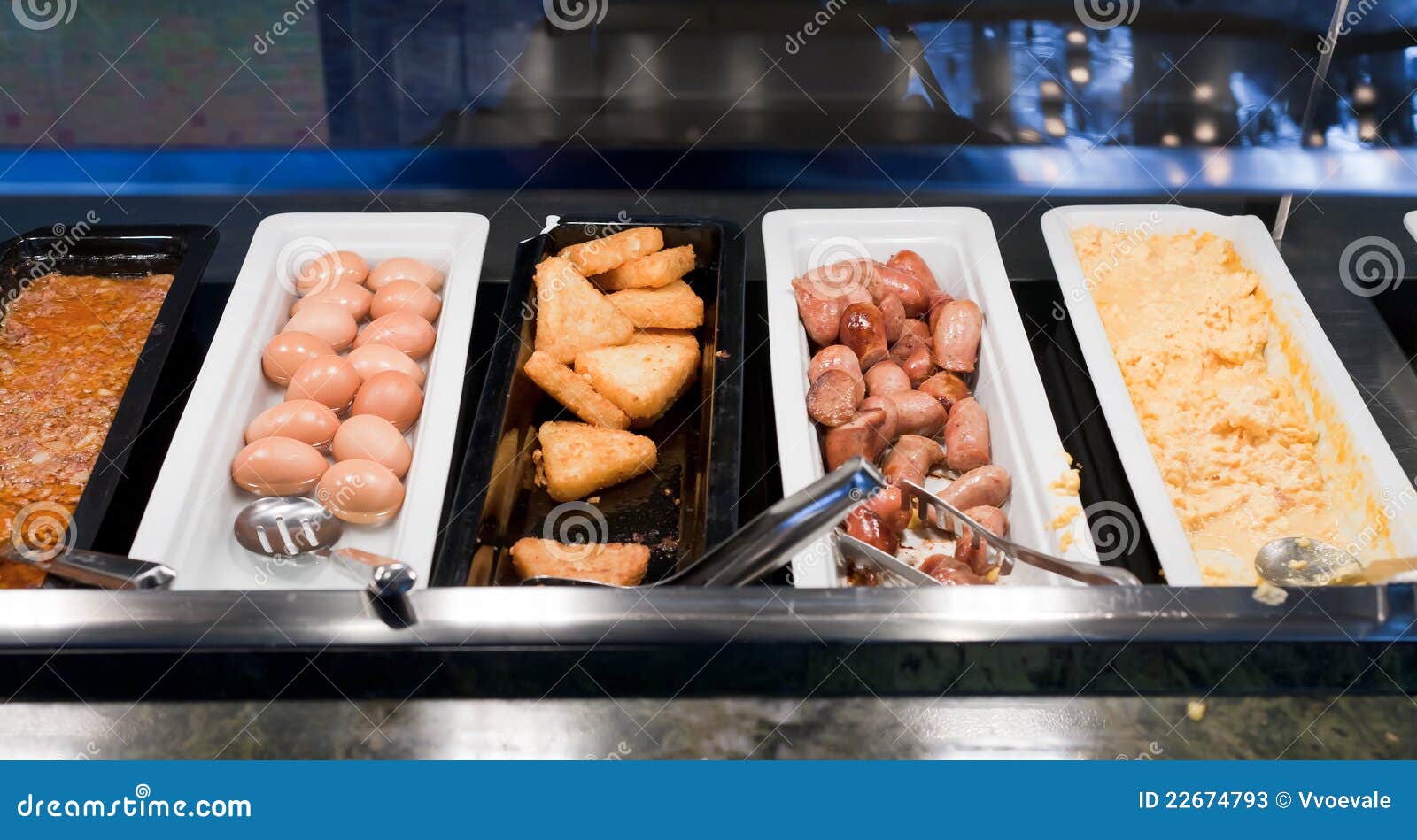 Self-service Buffet with Hot Breakfast Stock Image - Image of full ...