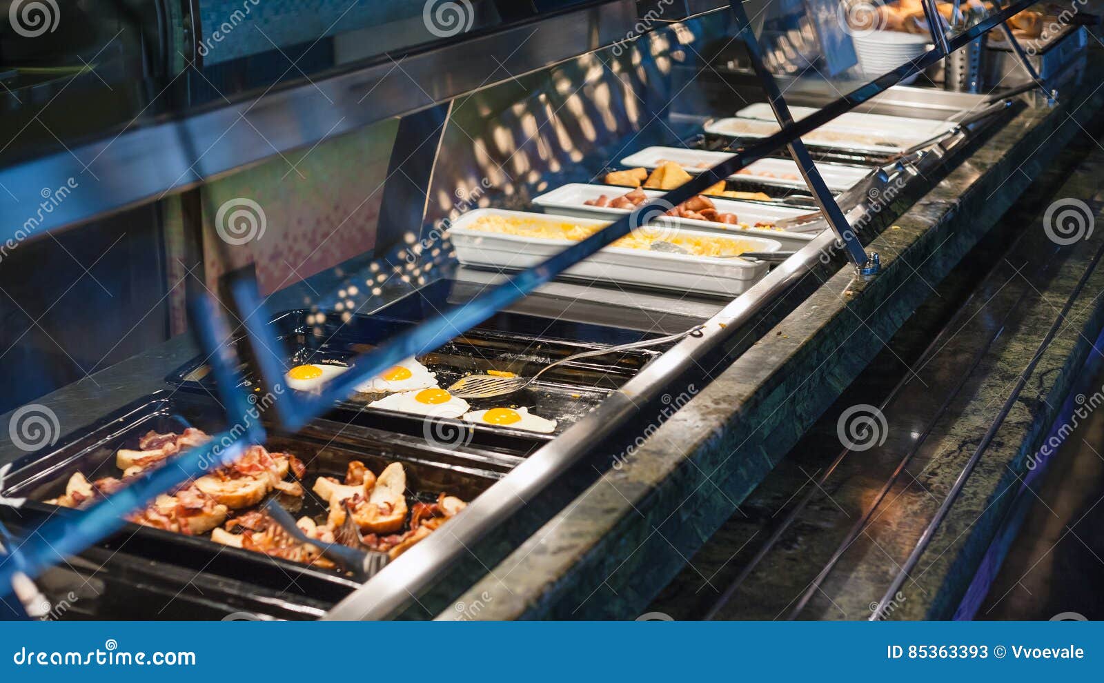 Self-service Buffet with Hot Full Breakfast Stock Image - Image of ...