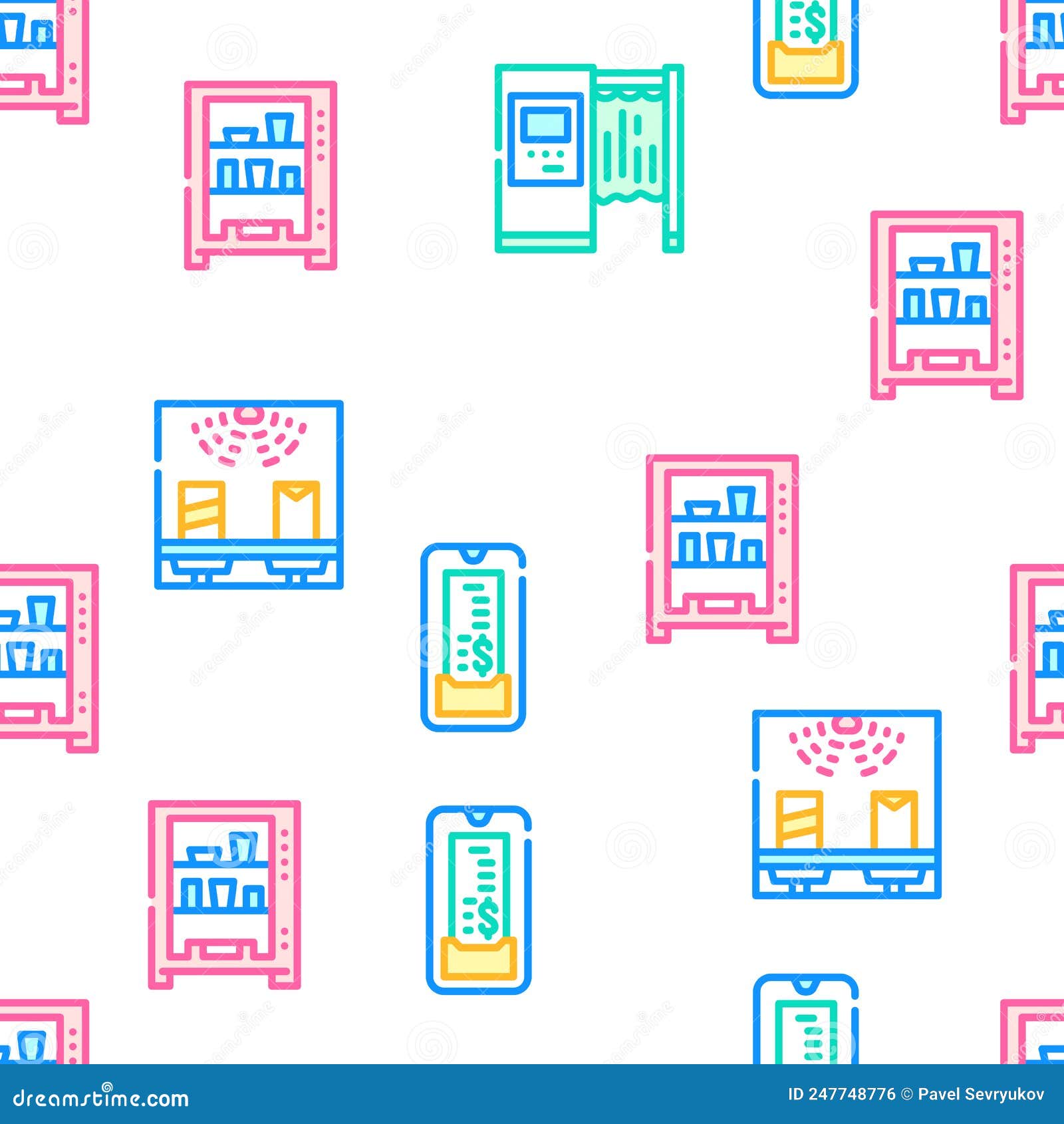 Self Service Buying Vector Seamless Pattern Stock Vector - Illustration ...