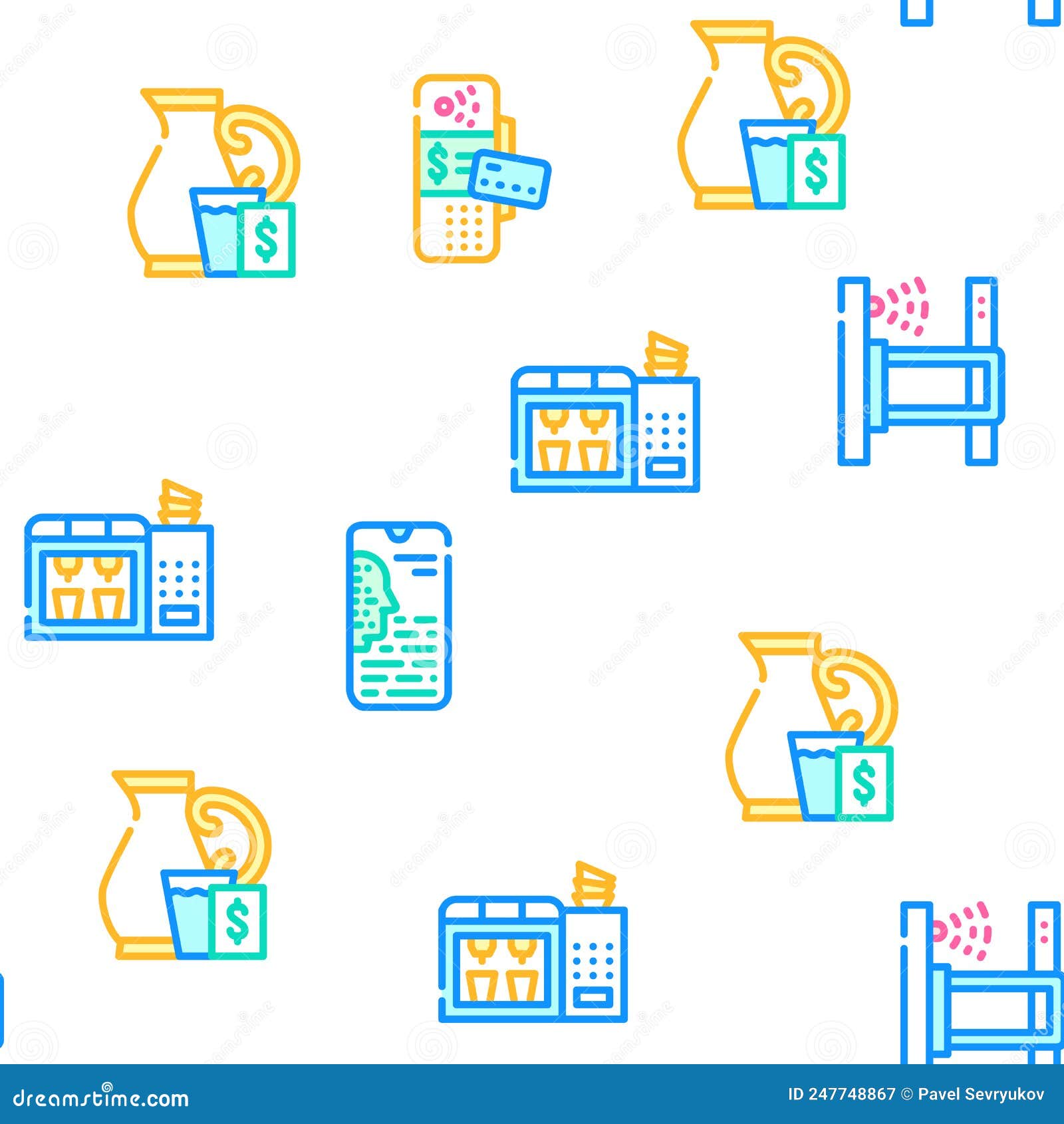 Self Service Buying Vector Seamless Pattern Stock Vector - Illustration ...