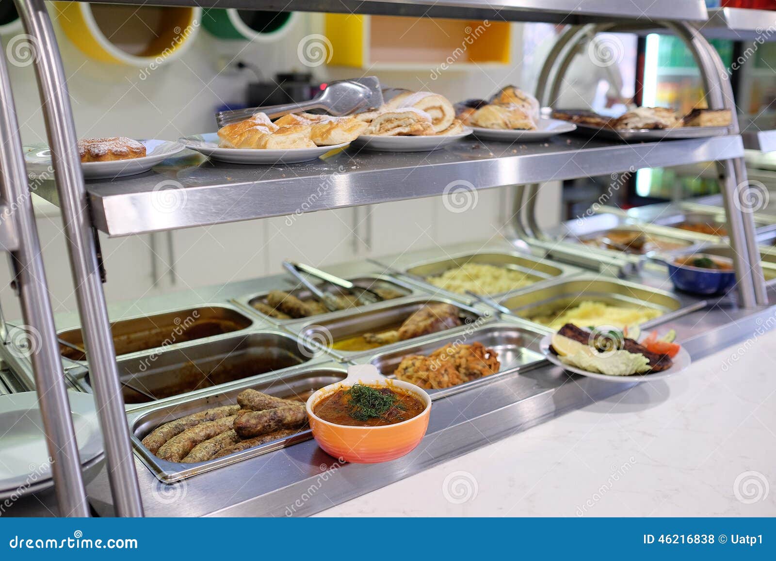 Self-service cafe showcase stock photo. Image of business - 46216838