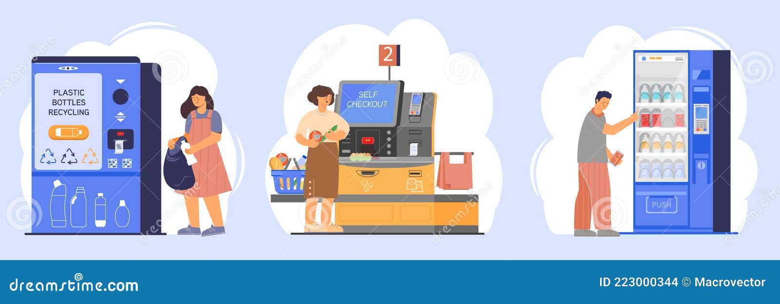 Self Service Composition Set Flat Stock Vector - Illustration of ...