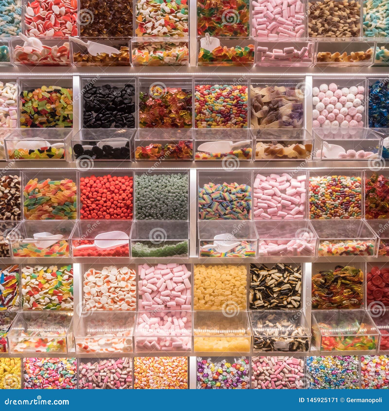 Self Service Display with Many Candies Stock Image - Image of food ...