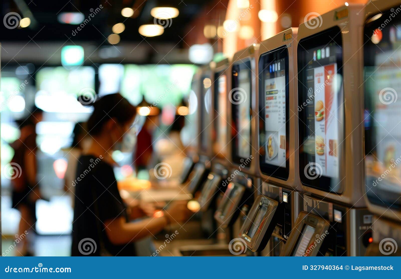 Self Service Kiosks at a Fast Food Restaurant Taking Orders and ...