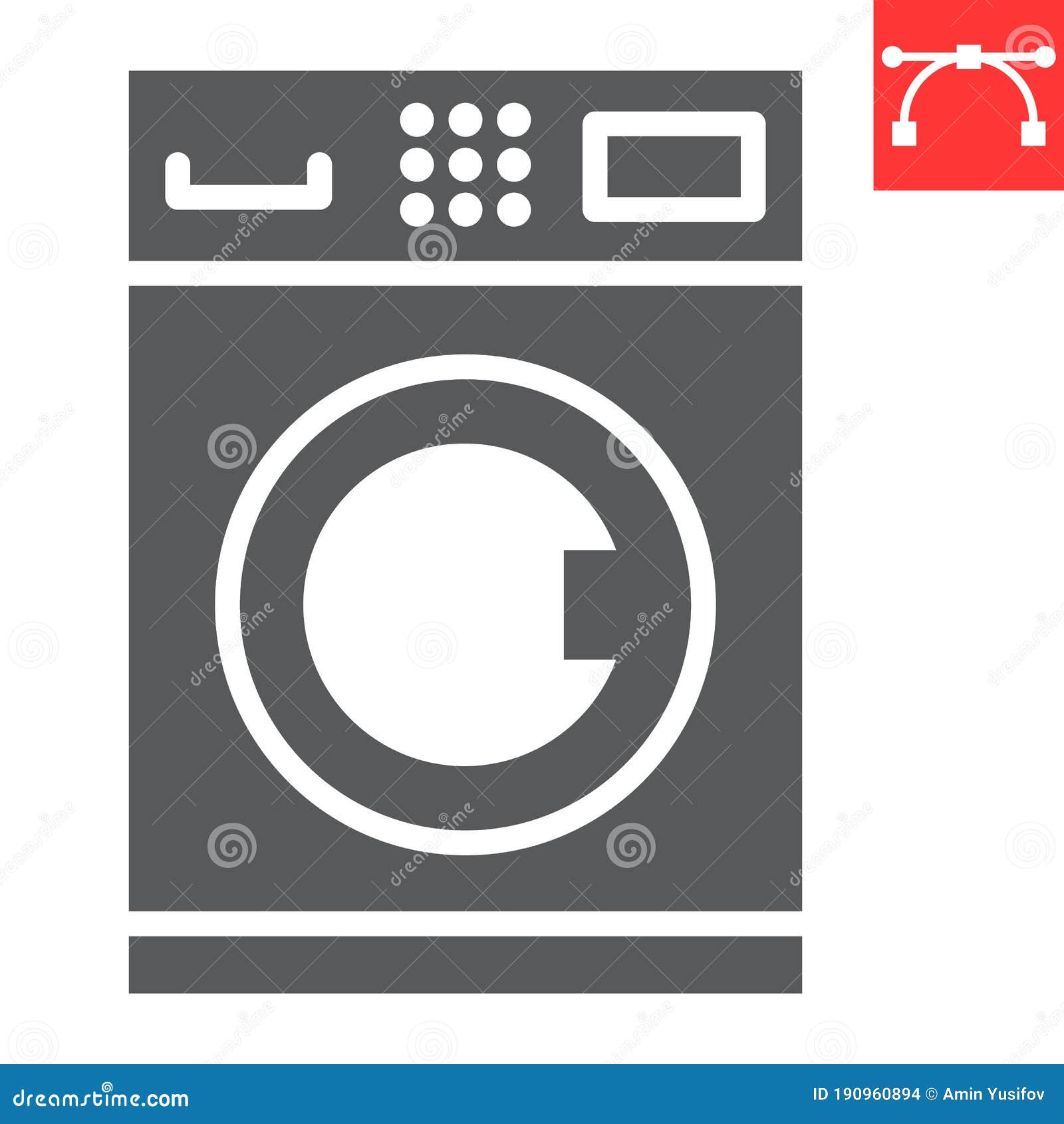 Self Service Laundry Glyph Icon, Dry Cleaning and Wash, Washing Machine ...