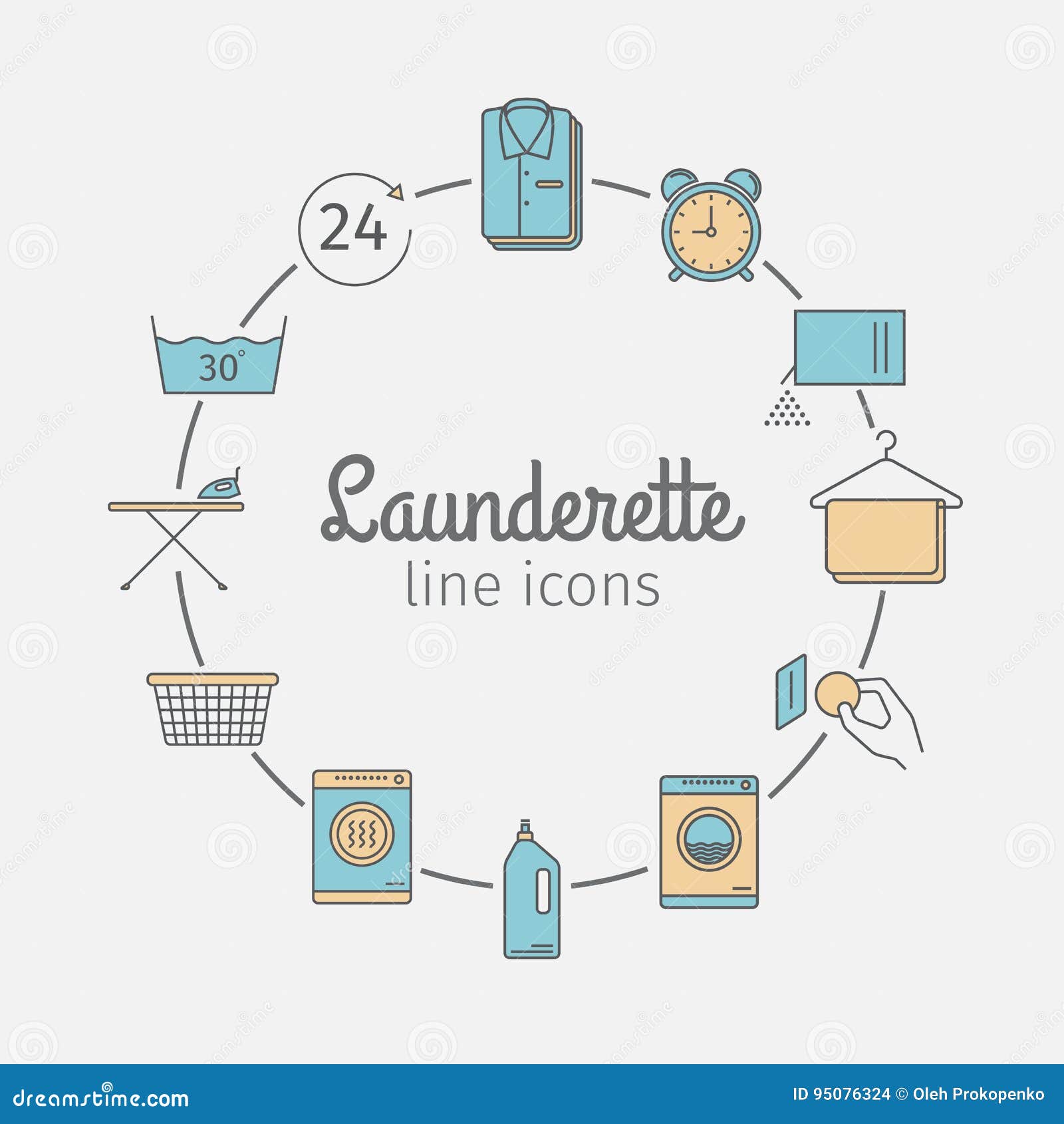 Self-service Laundry Icons. Stock Vector - Illustration of appliance ...