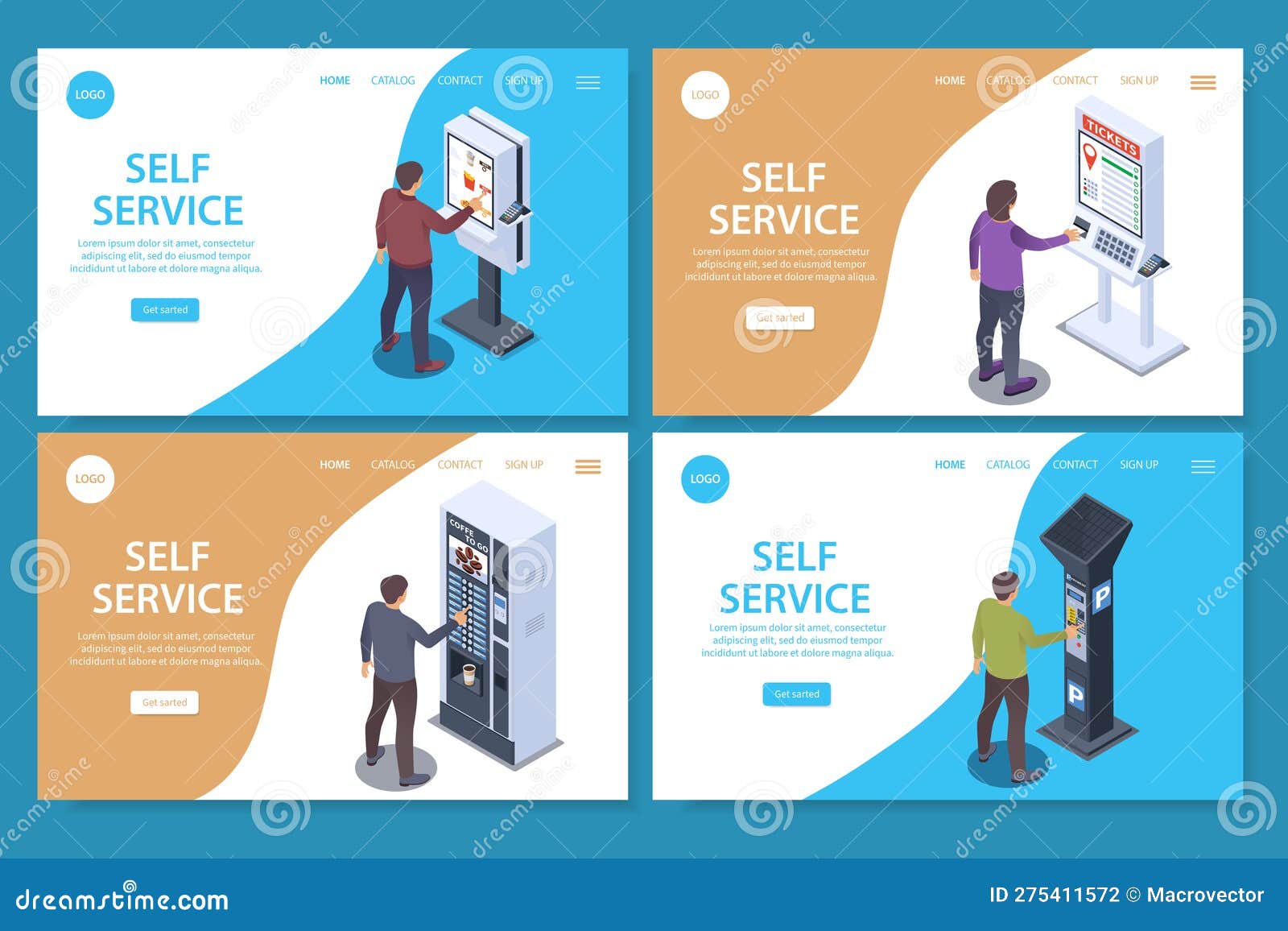Self Service Machines Banners Stock Vector - Illustration of electronic ...