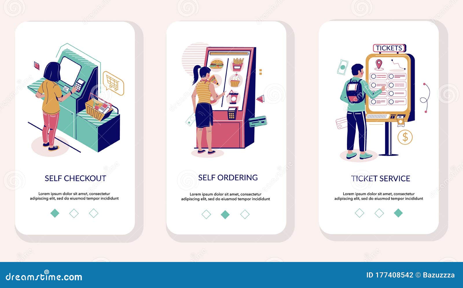 Self Service Mobile App Onboarding Screens Vector Template Stock Vector ...