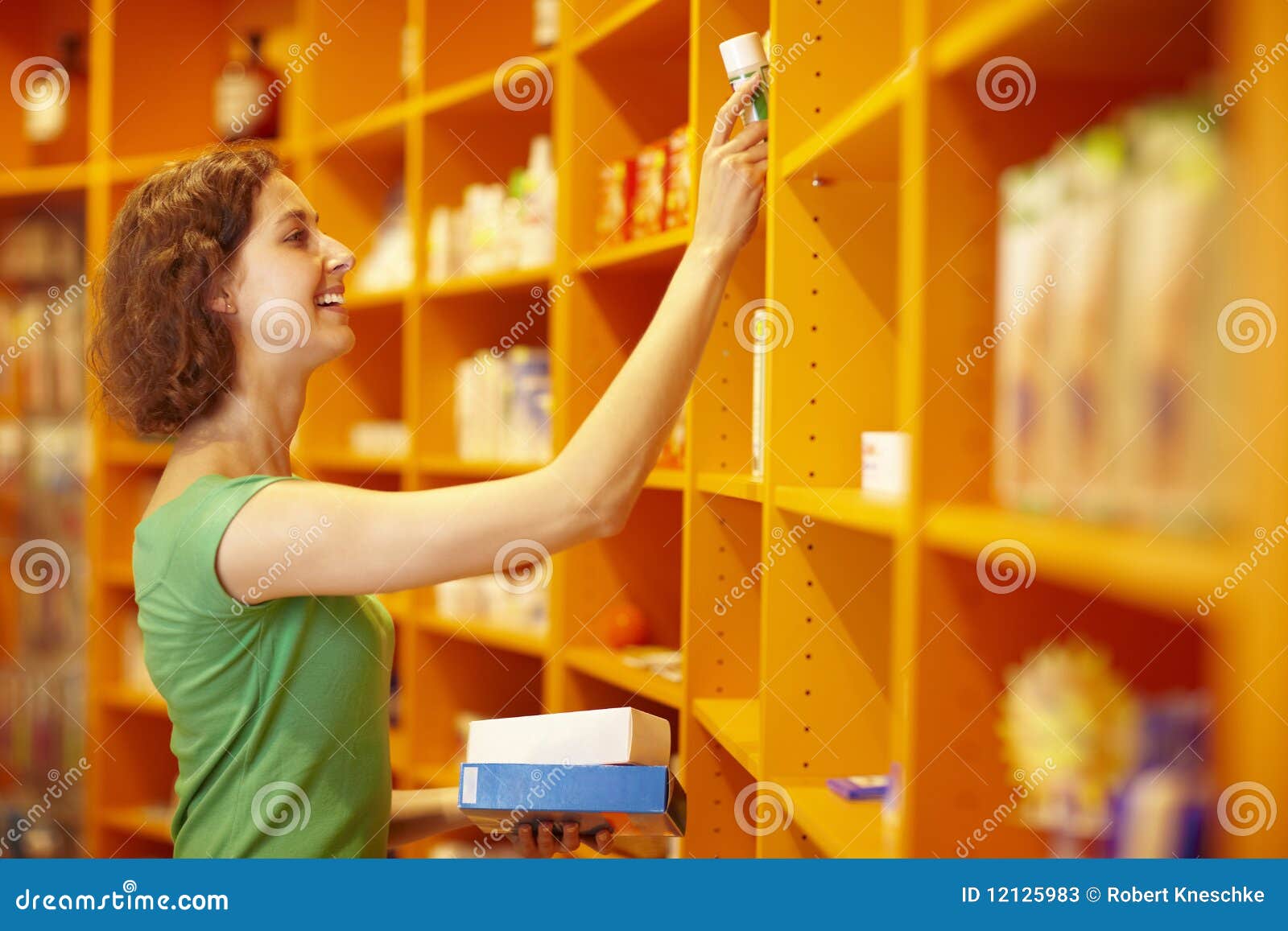 Self service in pharmacy stock image. Image of person - 12125983