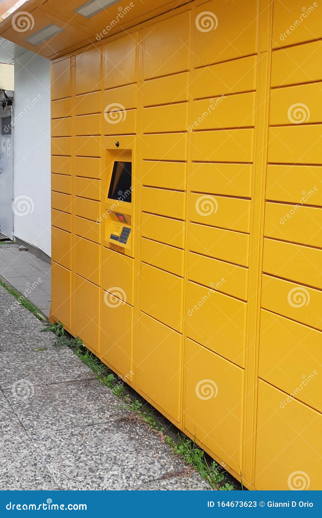 Self Service Storage Cabinet for Picking Up a Package in a City Area ...