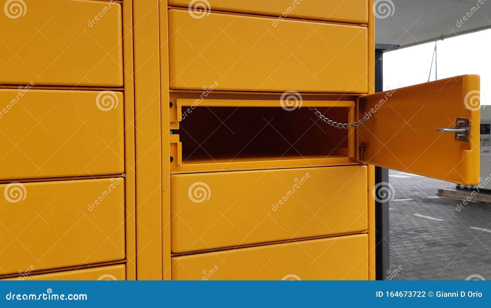 Self Service Storage Cabinet for Picking Up a Package in a City Area ...