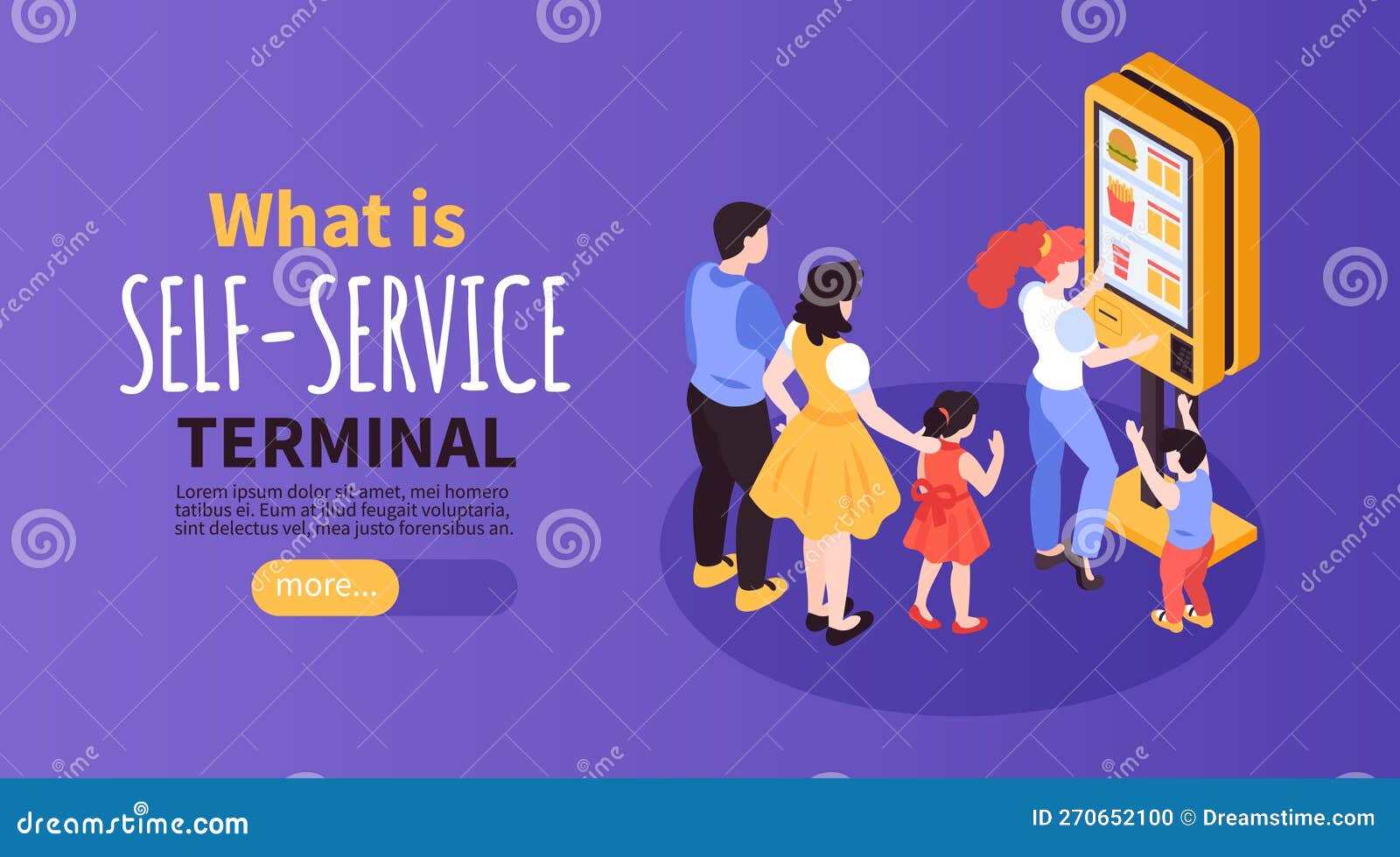 Self Service Terminal Horizontal Banner Stock Vector - Illustration of ...