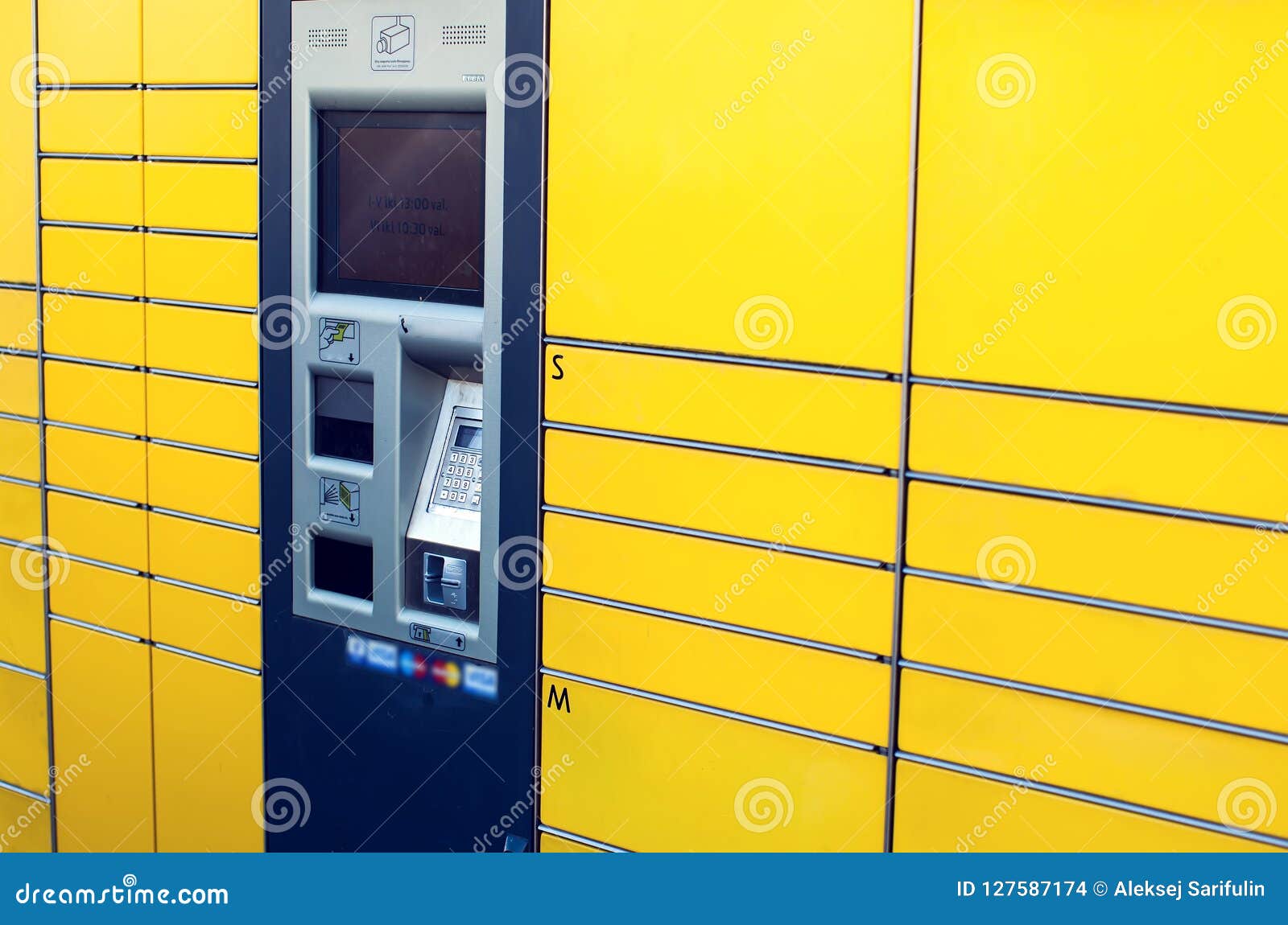 Self-service Terminal for Parcel Post with Yellow Facade. Concept ...
