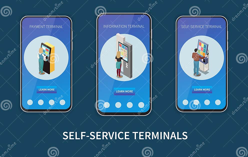 Self Service Terminals Banners Stock Illustration - Illustration of ...