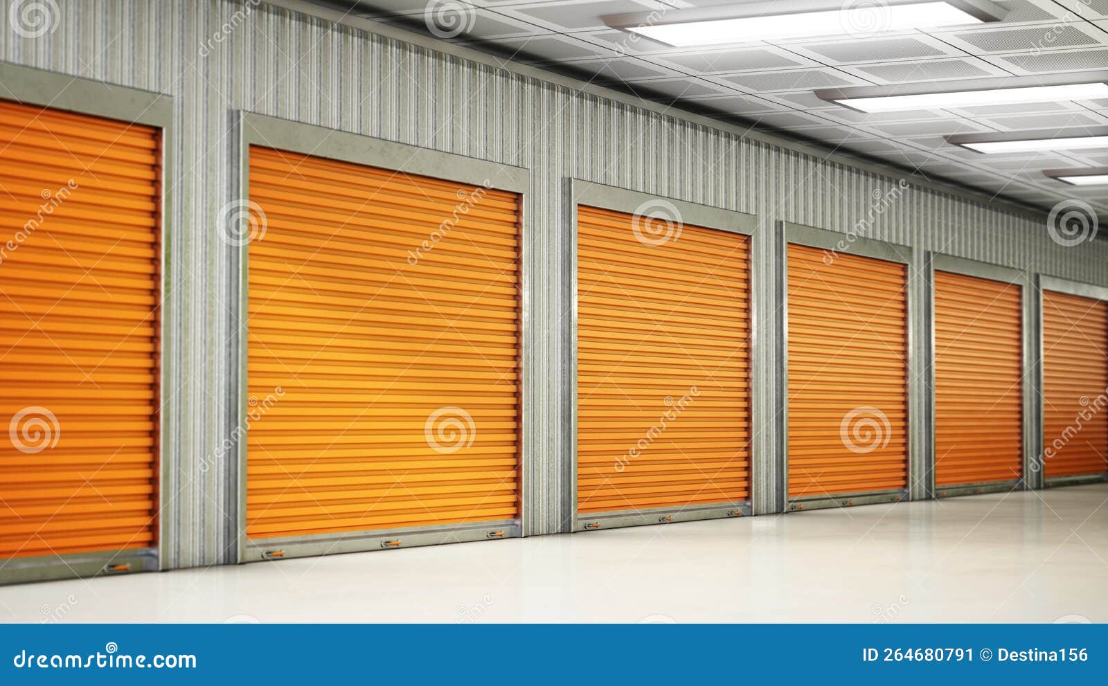 Self Storage Units with Closed Doors. 3D Illustration Stock ...