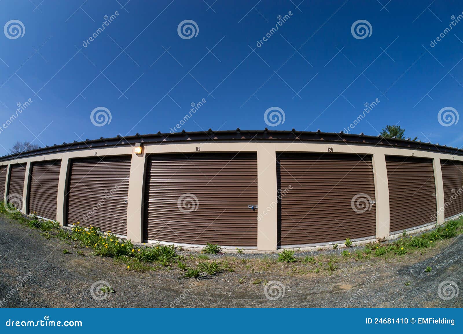 Self Storage Units - Fisheye View Stock Photo - Image of brown, wide ...