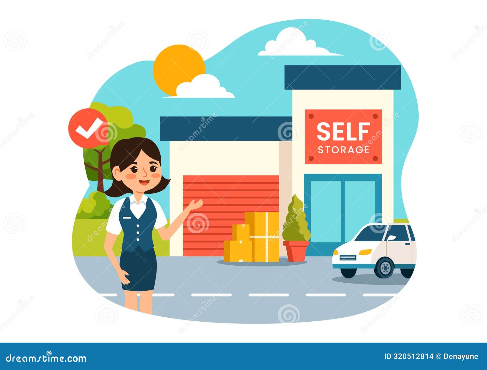 Self Storage Vector Illustration Featuring Cardboard Boxes Filled with ...