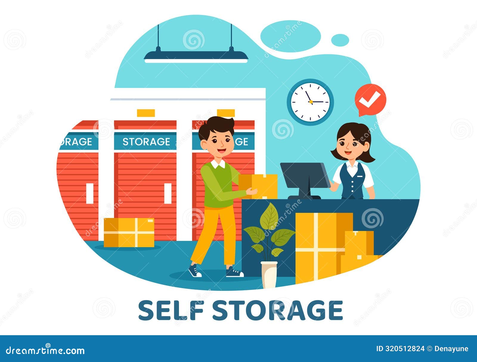 Self Storage Vector Illustration Featuring Cardboard Boxes Filled with ...