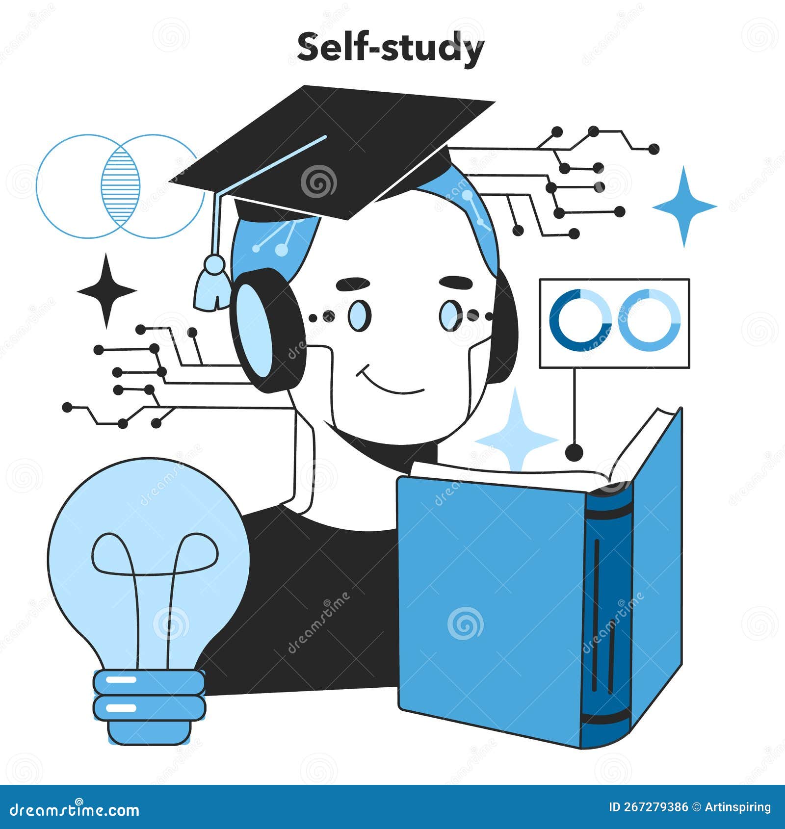 Self-study As an Artificial Neural Network Benefit. Self-learning Computing Stock Vector ...