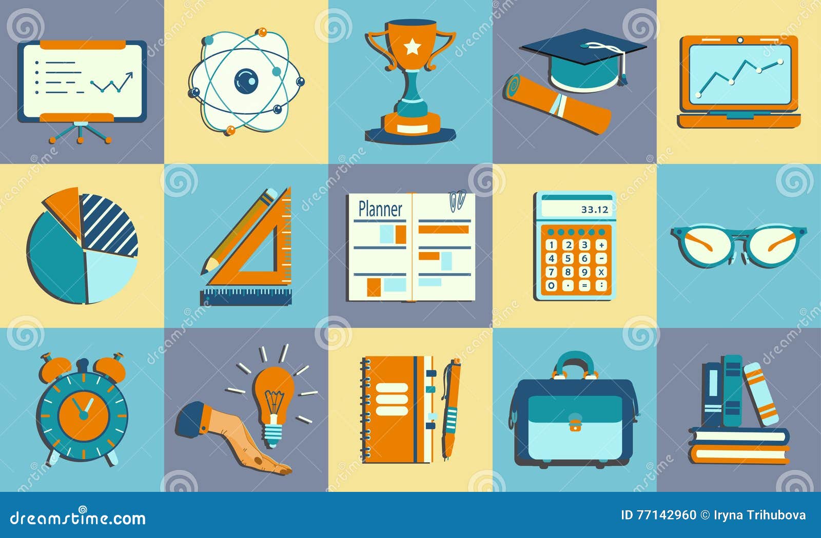 Self Study and Education Themed Icons Set. Stock Vector - Illustration ...