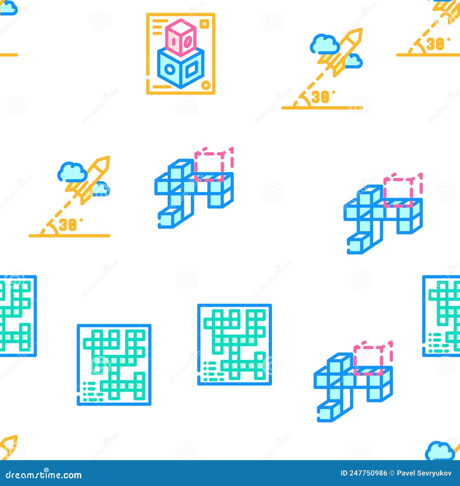 Self Study Lessons Vector Seamless Pattern Stock Vector - Illustration ...