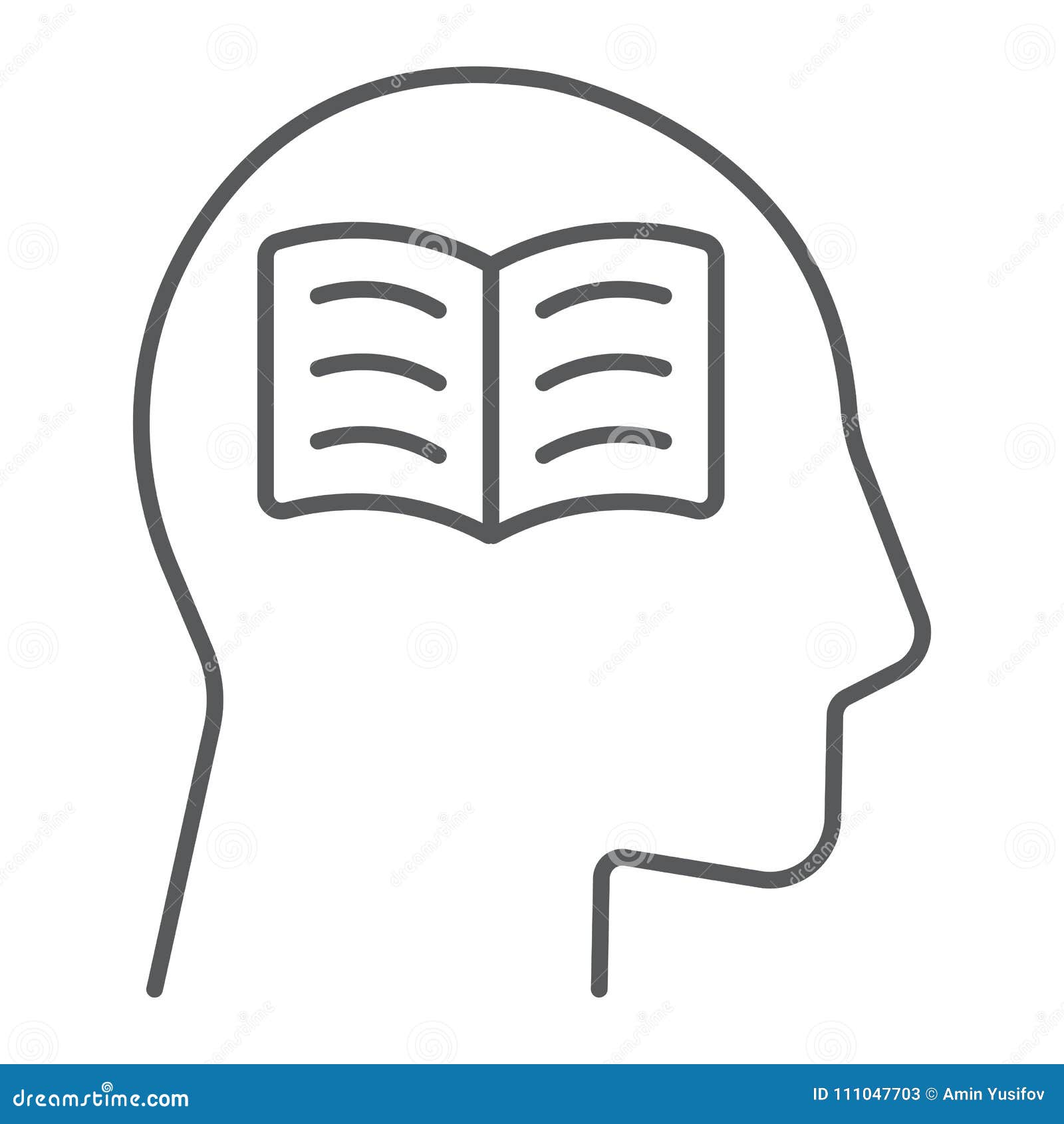 Self Study Thin Line Icon, E Learning Education Stock Vector ...