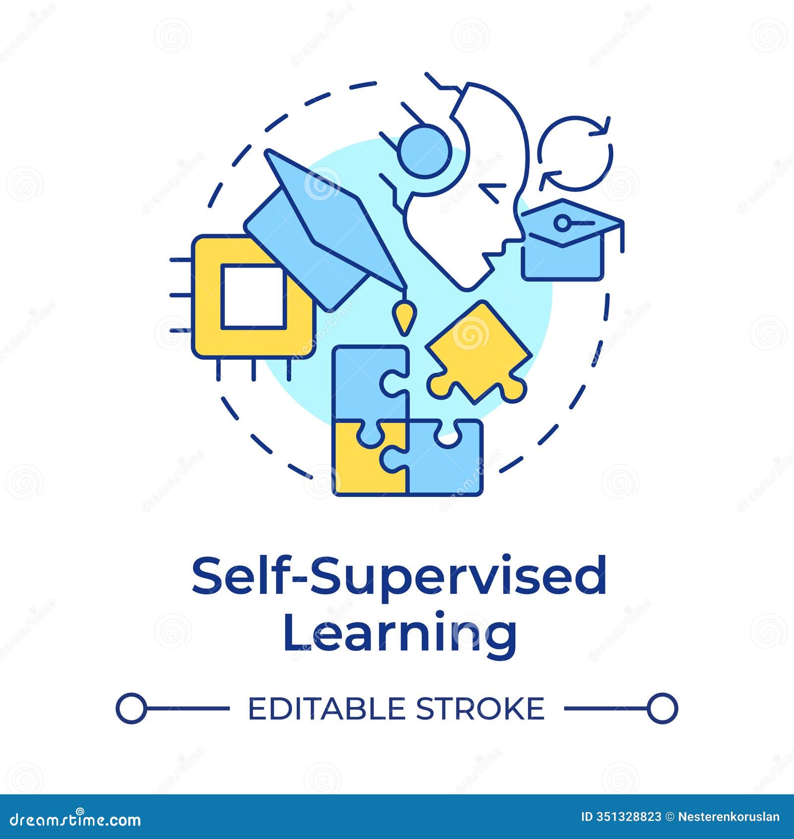 Self Supervised Learning Multi Color Concept Icon Stock Illustration ...